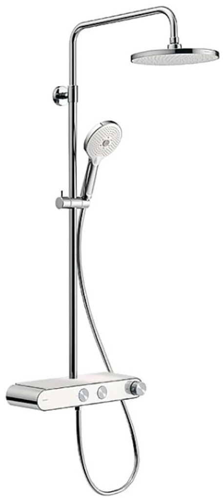 Duravit Sprchy - Sprchový set s termostatem, průměr 23 cm, 3 proudy, chrom/bílá TH4380008005