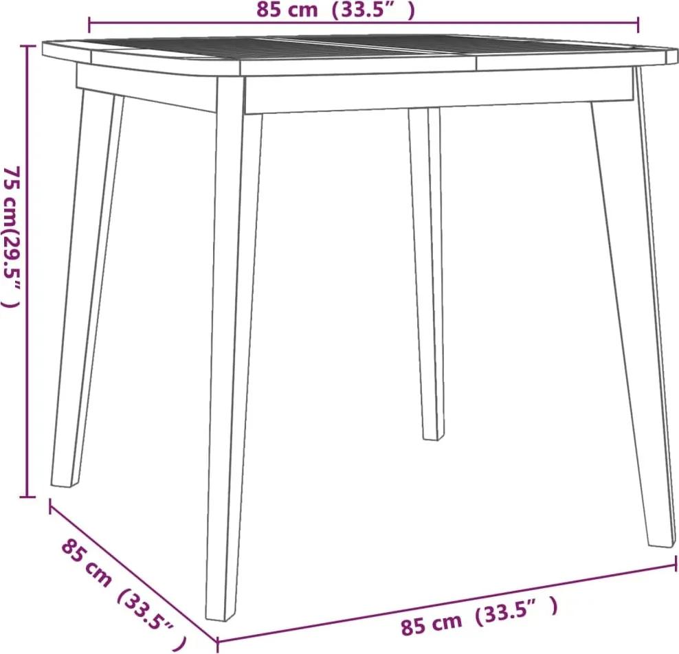 vidaXL Zahradní stůl 85 x 85 x 75 cm masivní akáciové dřevo [310300]