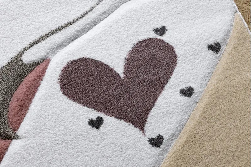 Dywany Łuszczów, Dětský kusový koberec Petit Flamingos hearts cream, 160x220, růžová, dětský pokoj