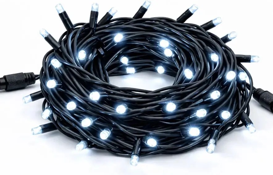 Easy Fix LED světelný řetěz, kontura, 5 m, venkovní, ledově bílá s FLASH, 60 diod, černý kabel, IP67