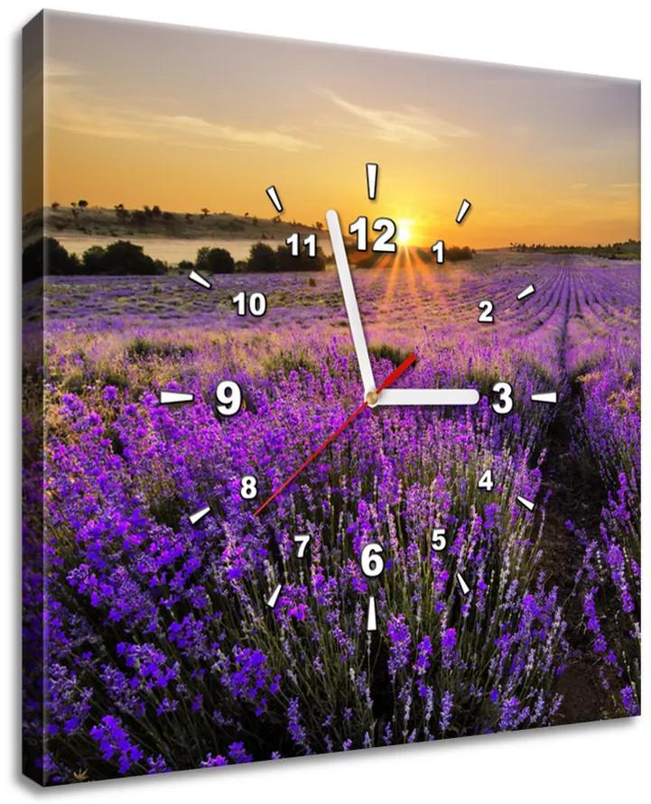Gario Obraz s hodinami Levandulové pole Rozměry: 30 x 30 cm