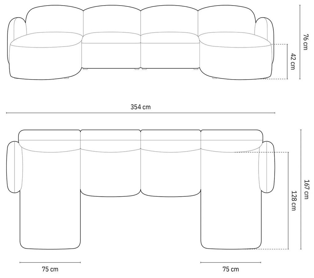 MUZZA Rohová pohovka do tvaru U Claire 354 cm chenille zelená