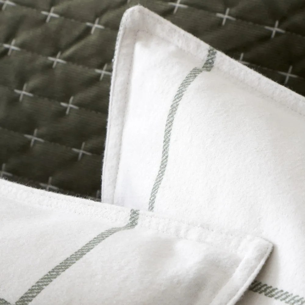 Zelené/krémové flanelové povlečení na jednolůžko 135x200 cm Brushed Regal Check – Bianca