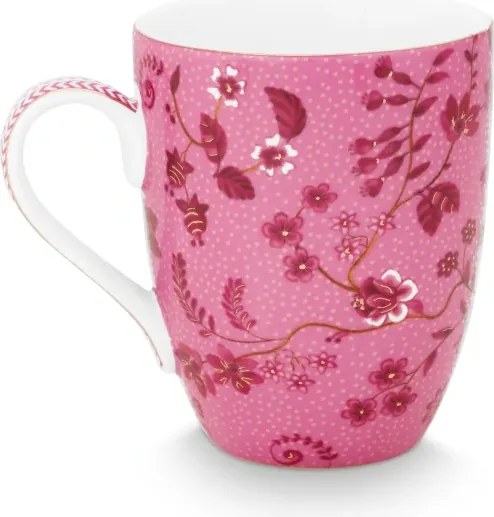 Pip Studio Jolie Flowers sada 2 ks hrnků 350ml, růžová (sada 2 hrnků 350ml z tenkostěnného porcelánu v dárkovém balení)