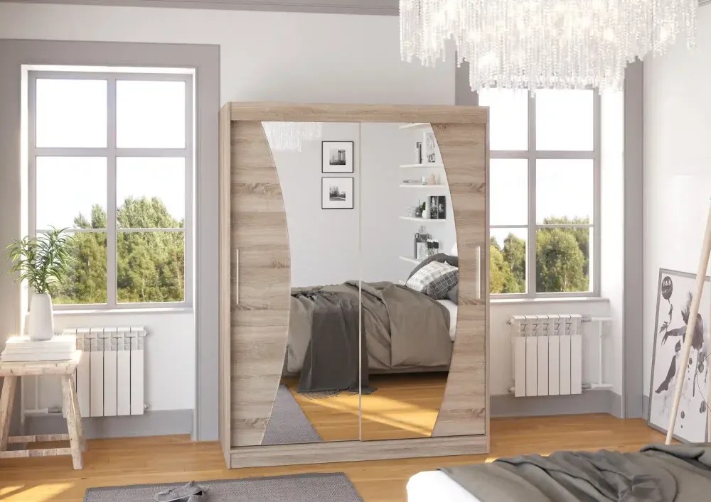 Skříň posuvná se zrcadlem MODESTO 150 lanýž