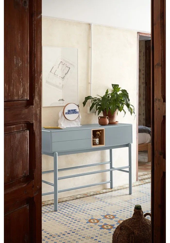 Modro-šedý konzolový stolek 35x120 cm Corvo – Teulat
