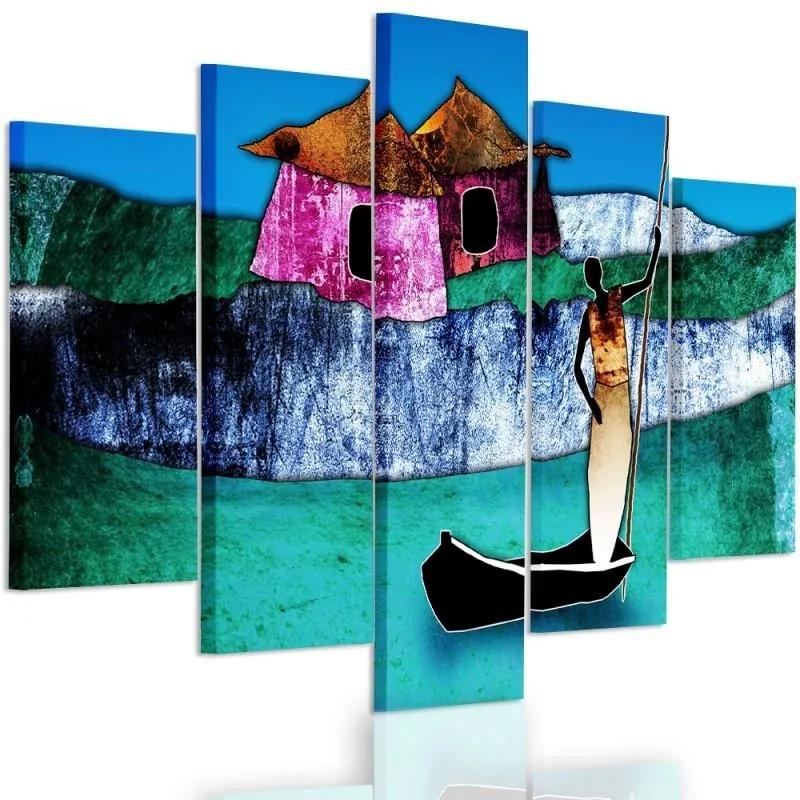 CARO Obraz na plátně - Lady On The Boat 150x100 cm