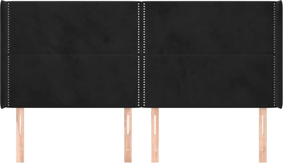 Čelo postele typu ušák černé 183x16x118/128 cm samet 3119502