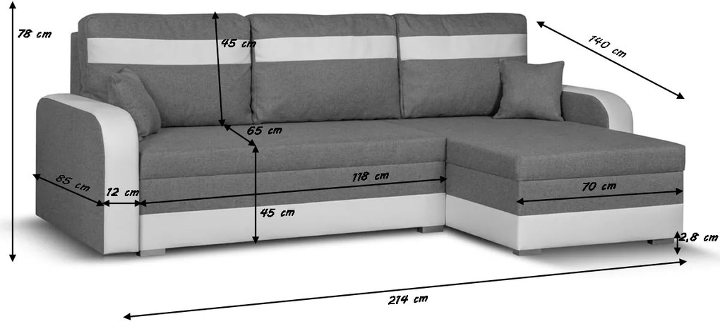 Rohová sedací souprava s funkcí spaní KONRAD Hnědá/bílá