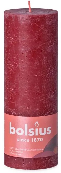 Bolsius Rustic Shine Válec 68x190mm Velvet Red, bordó svíčka