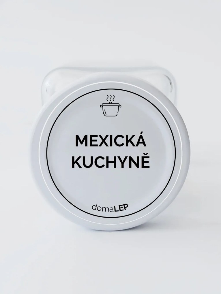 Samolepka na kořenky MEXICKÁ KUCHYNĚ průhledná 5 cm tučné písmo
