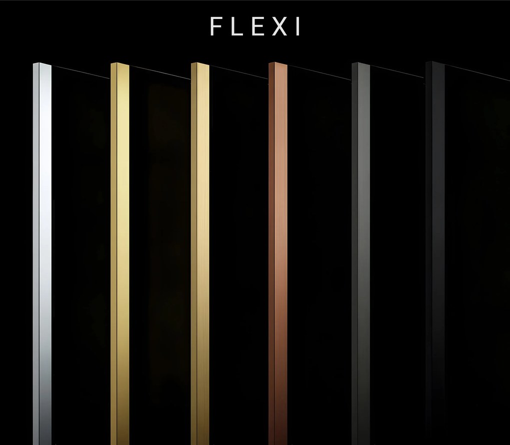 Bezrámová sprchová zástěna REA FLEXI BRUSH COPPER 110 cm, měď kartáčovaná/šedá kouřová - bez vaničky