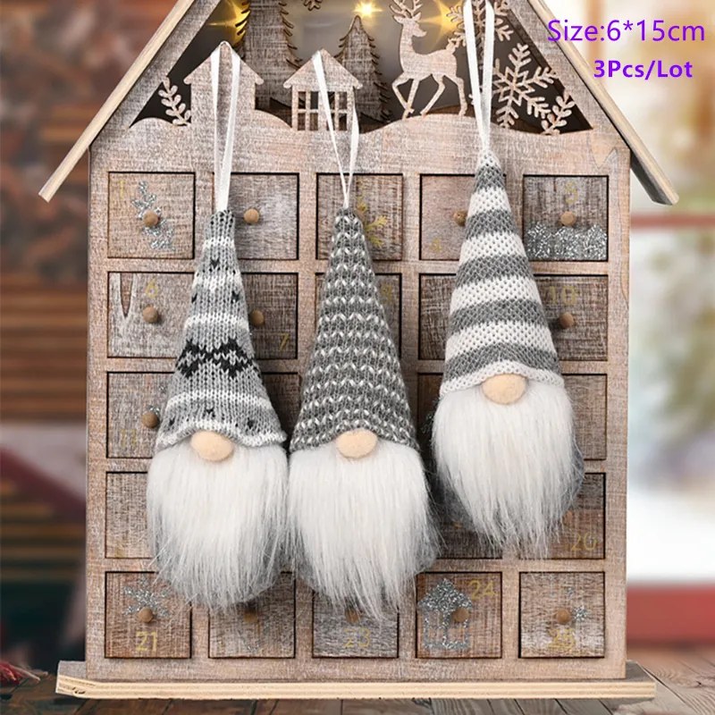 Vánoční dekorace - vánoční skřítek na stromeček Barva: Doll-D10450-Gray 3Pc