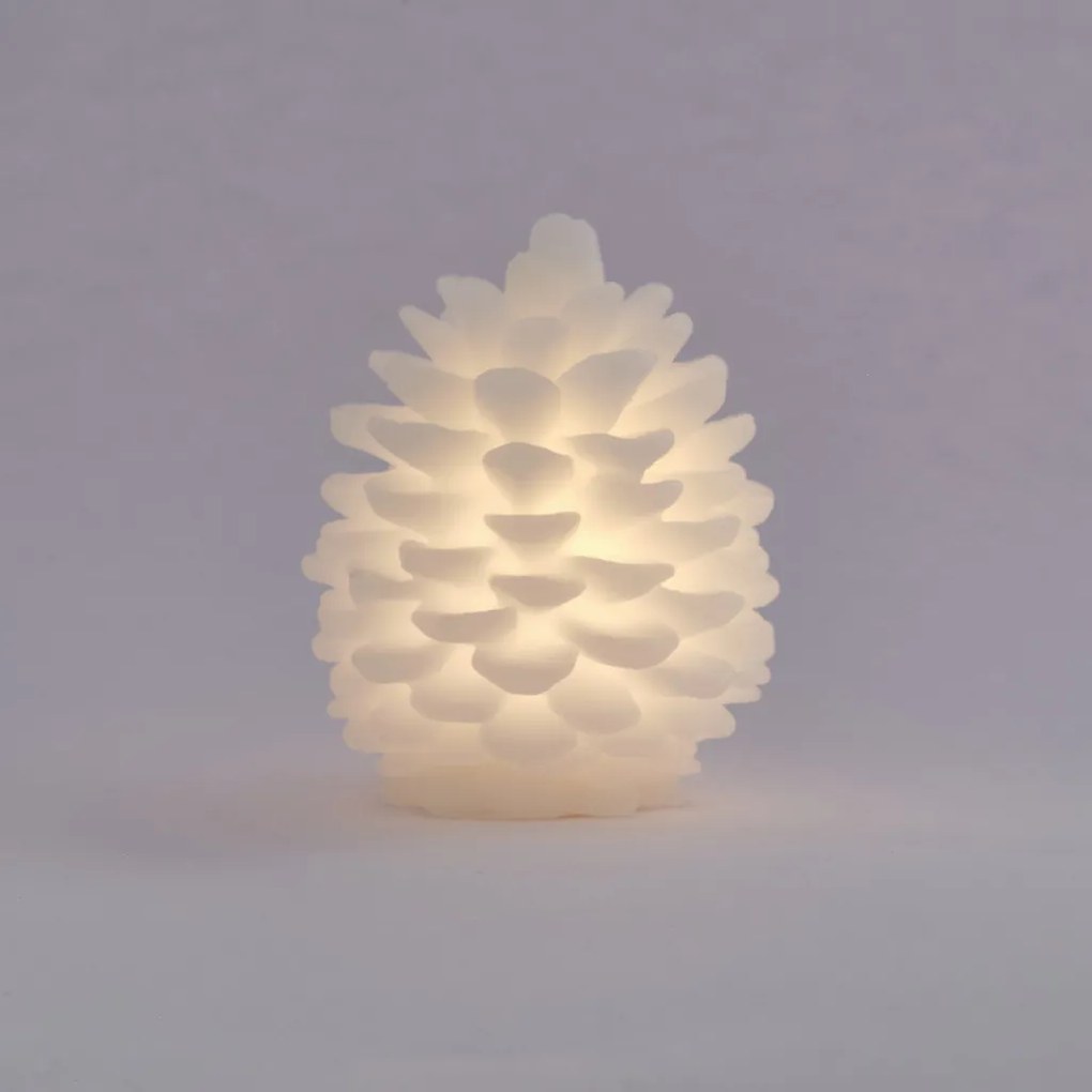 LED svíčka z pravého vosku na baterii, šiška, ø 10 × 13 cm, bílá, CR2032