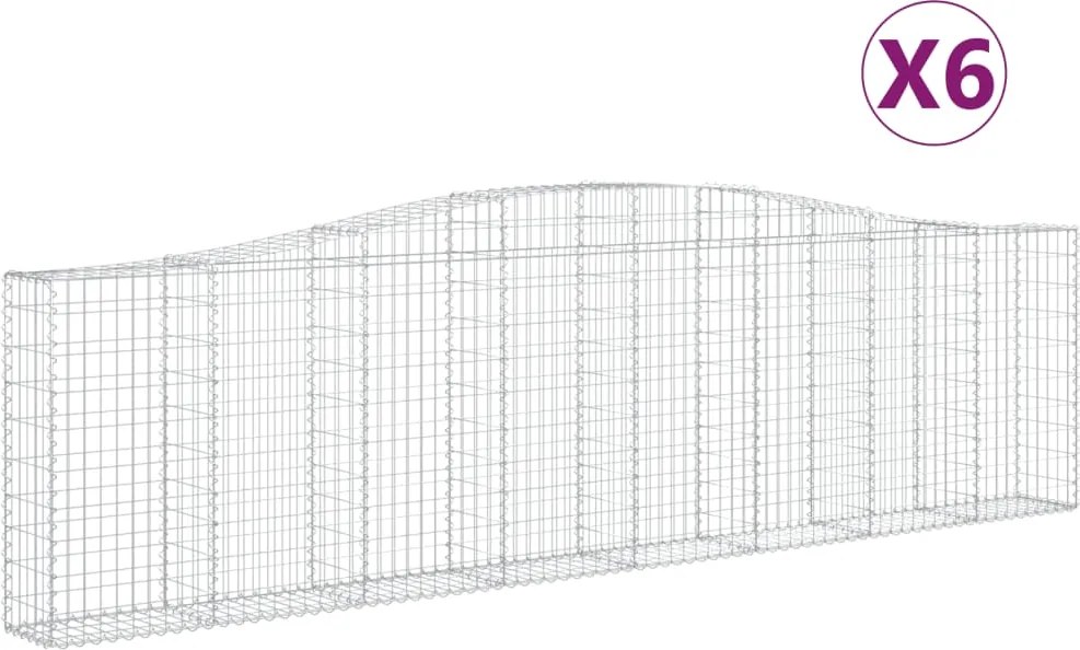 Klenuté gabionové koše 6 ks 400x30x100/120cm pozinkované železo 3145830
