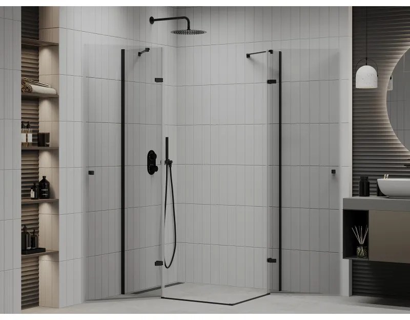 Mexen Roma Duo sprchový kout s otočnými dveřmi 100 x 90 cm, Průhledné, Černá - 854-100-090-70-00-02