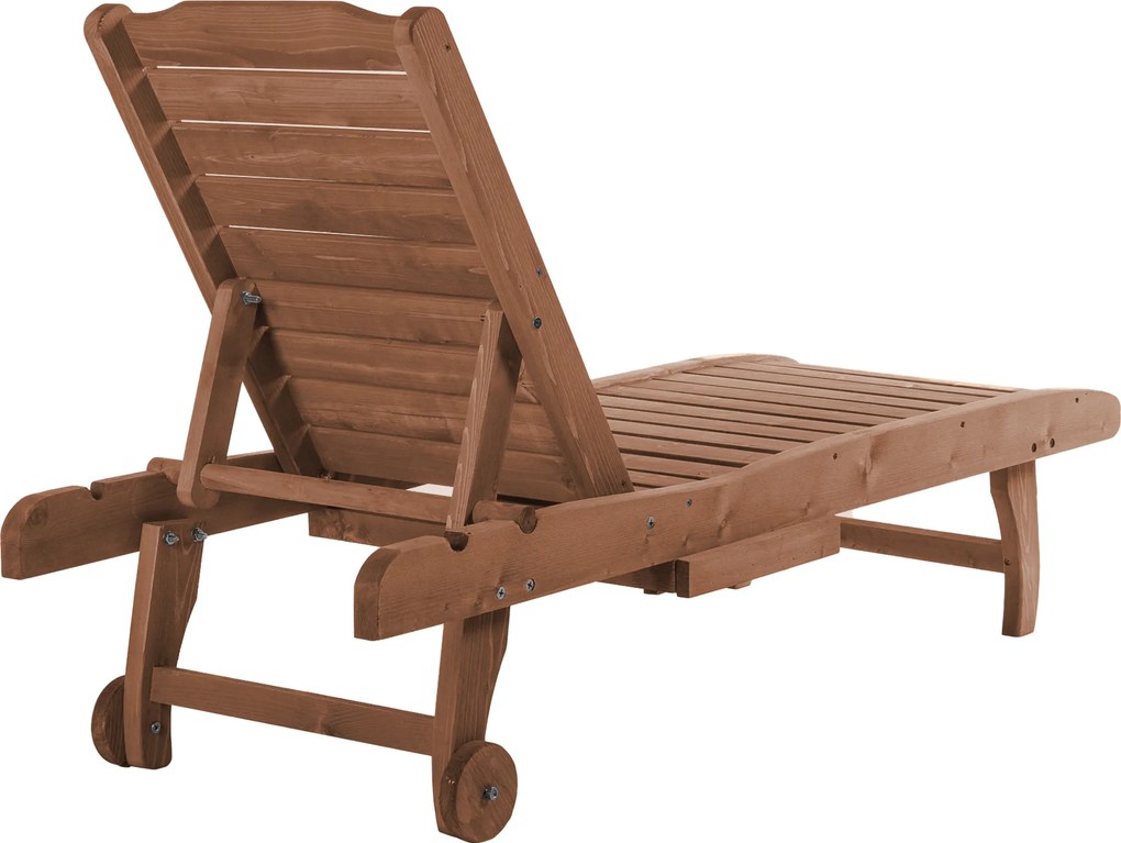 Outsunny lehátko, mobilní zahradní lehátko, křeslo na slunce, plážové lehátko, borovicové dřevo, červenohnědá