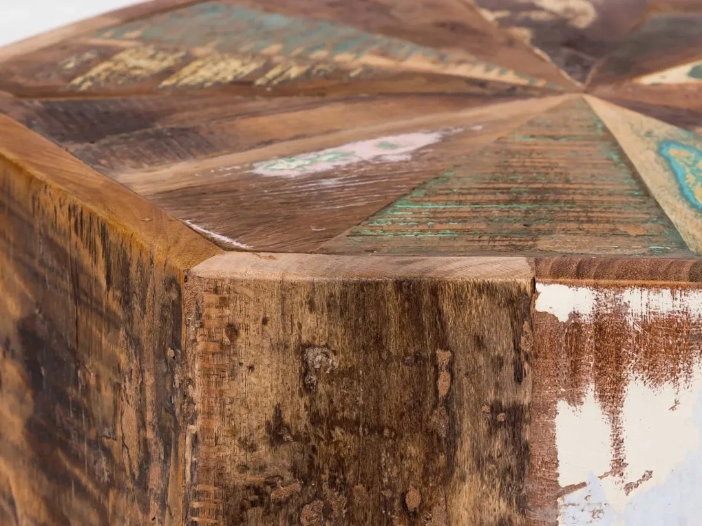 furniture-nabytek.cz - Masivní konferenční stolek Westhill z recyklovaného dřeva, lakovaný, vícebarevný, šestihranný – 50×50×25 cm