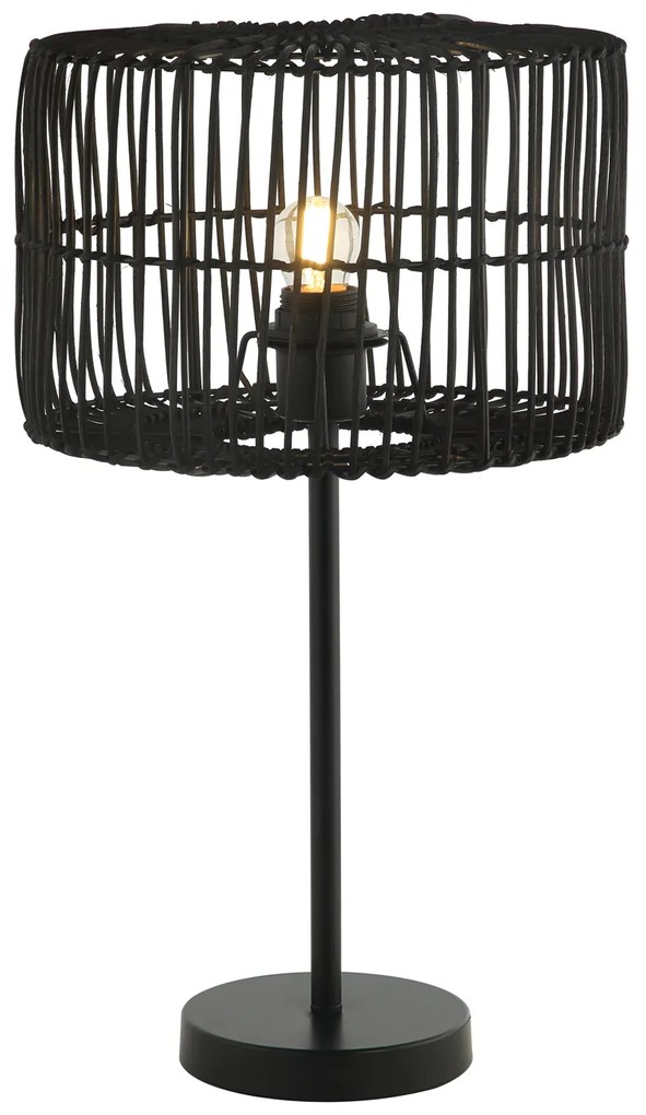 Zambelis 20238 stolní lampa, černá/ratan, 1xE27, 52cm