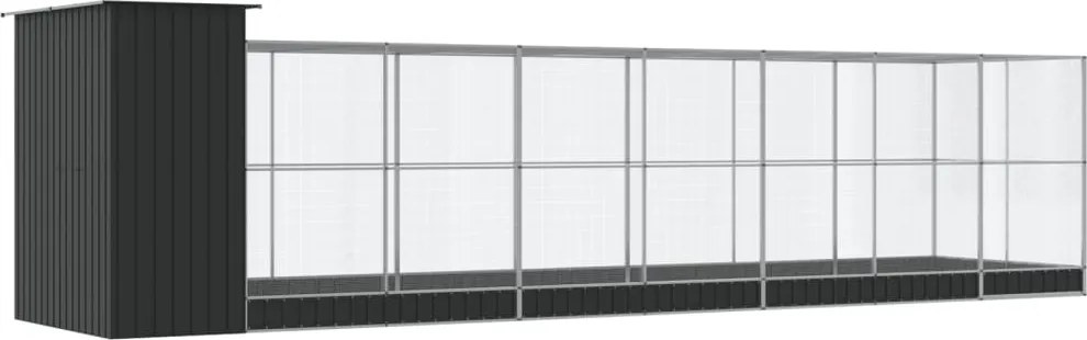 Voliéra s nástavbou stříbrná 830 x 203 x 216 cm ocel 3214260
