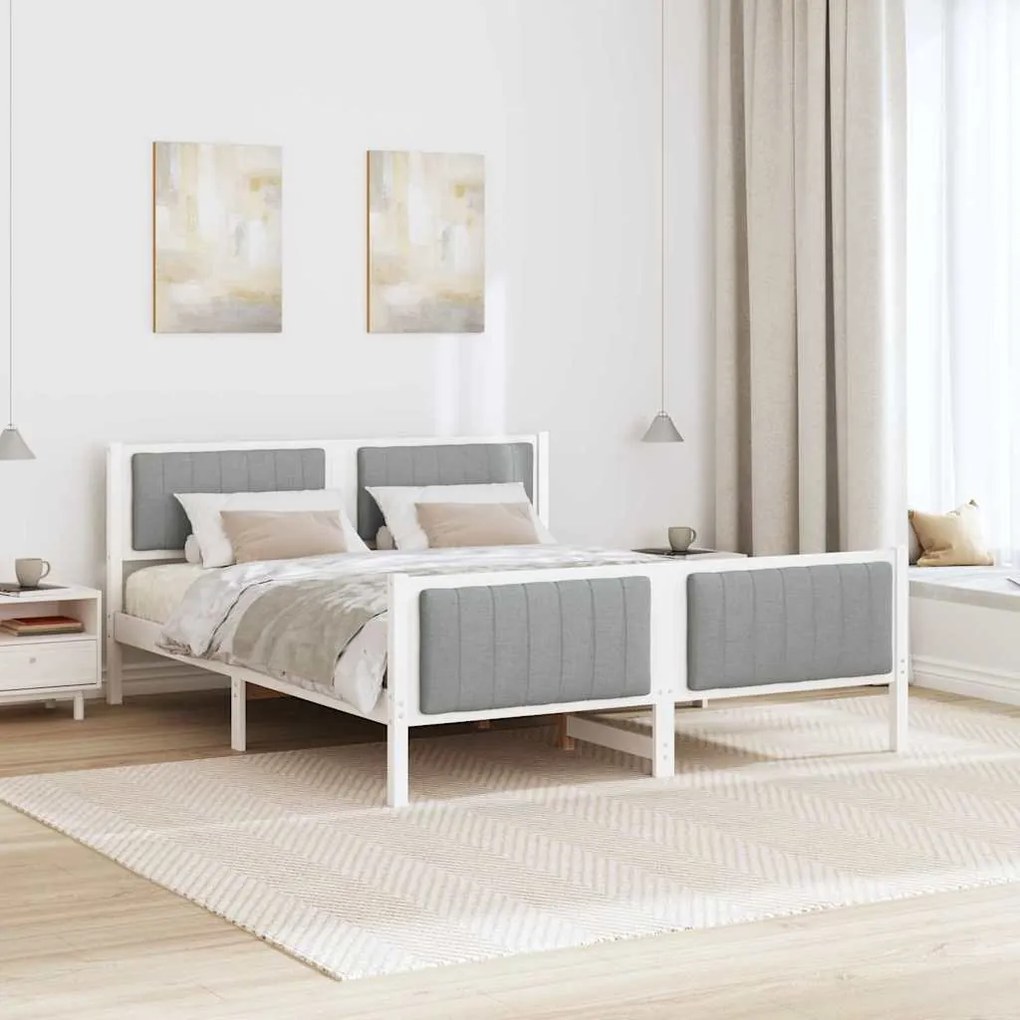 Rám postele s čelo Bílá a světle šedá 150 x 200 cm 3394317