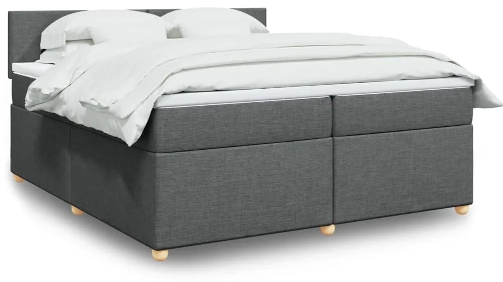 Box spring postel s matrací tmavě šedá 200x200 cm textil