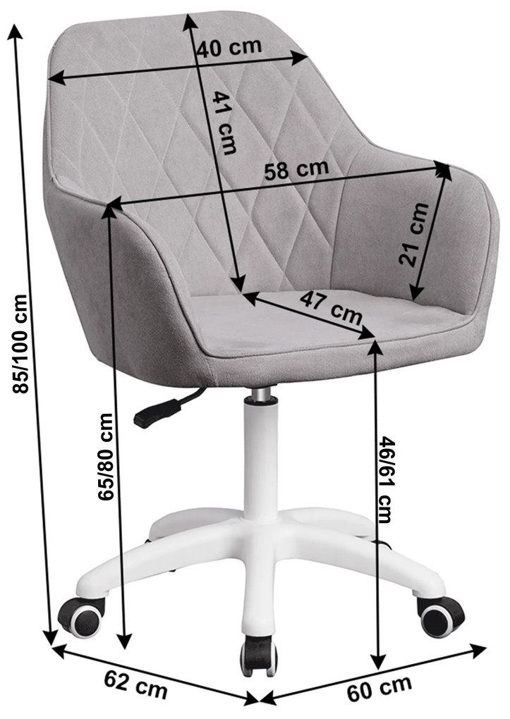 Kondela Kancelářské křeslo, látka šedá / bílá, SANTY