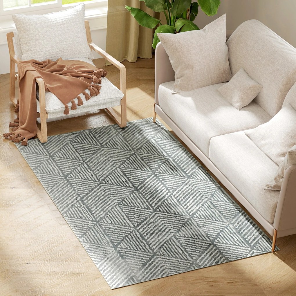 HOMCOM Koberec do obývacího pokoje 170x120 cm Pratelný geometrický koberec pro obývací pokoj, ložnici a jídelnu Tmavě šedý | Aosom