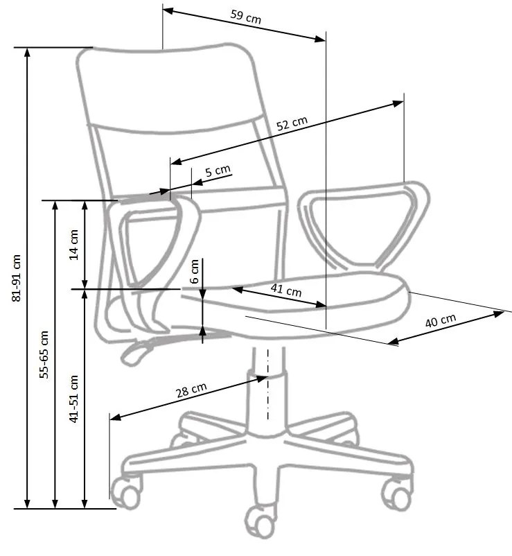 Dětská židle na kolečkách TIMMY — látka, šedá Halmar