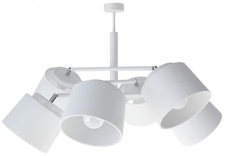 Light for home - Designový kovový lustr na tyči s bílými  textilními stínítky.  60609 "Lefor", 6x60W, E27, bílá