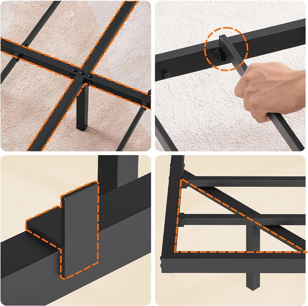 Rám dvoulůžkové postele Workman 140x200 s nabíjecí stanicí a LED osvětlením černý