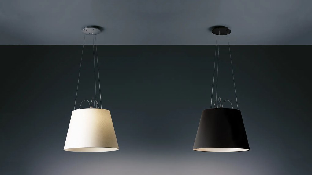 Artemide Designové závěsné svítidlo Tolomeo Mega, 1xE27, hliník Materiál stínidla: Černá textilie, Průměr stínidla: 52 cm