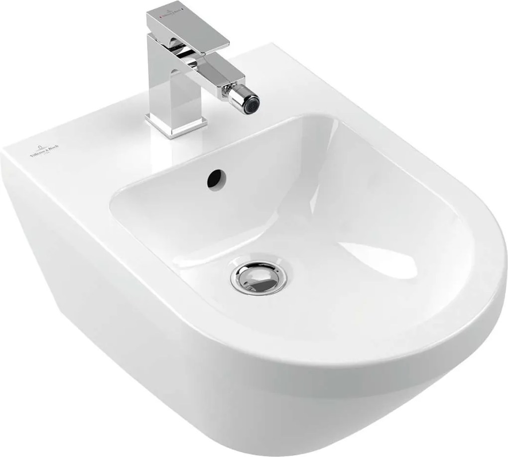 Villeroy & Boch Architectura - Závěsný bidet, s přepadem, otvor pro baterii, CeramicPlus, alpská bílá 748700R1