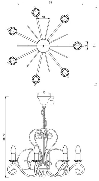 Lustr na řetězu MAURO 7xE14/60W/230V