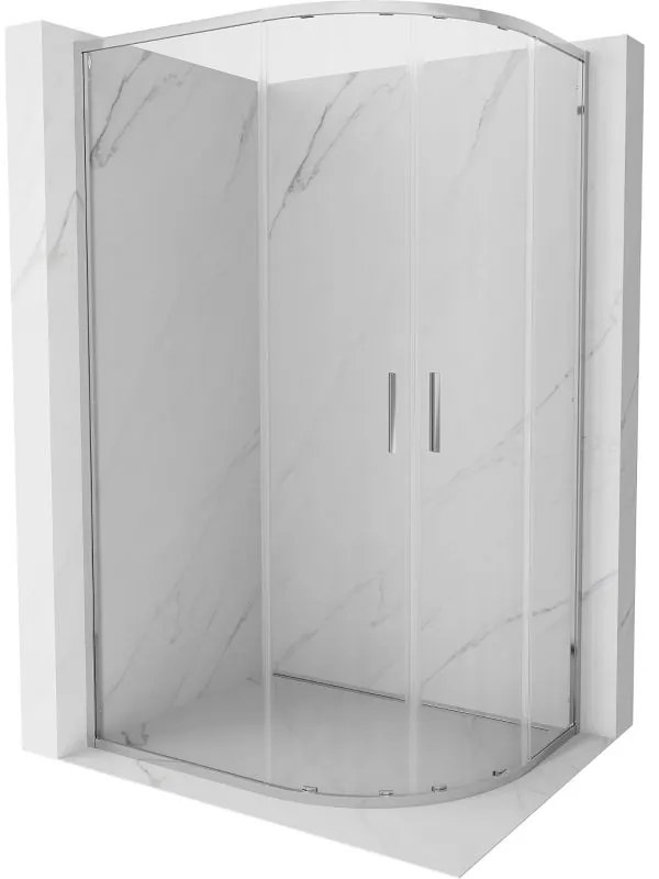 Mexen Exo sprchový kout půlkruhový asymetrický posuvný 100 x 80 cm, transparentní, chrom - 8132-100-080-01-00