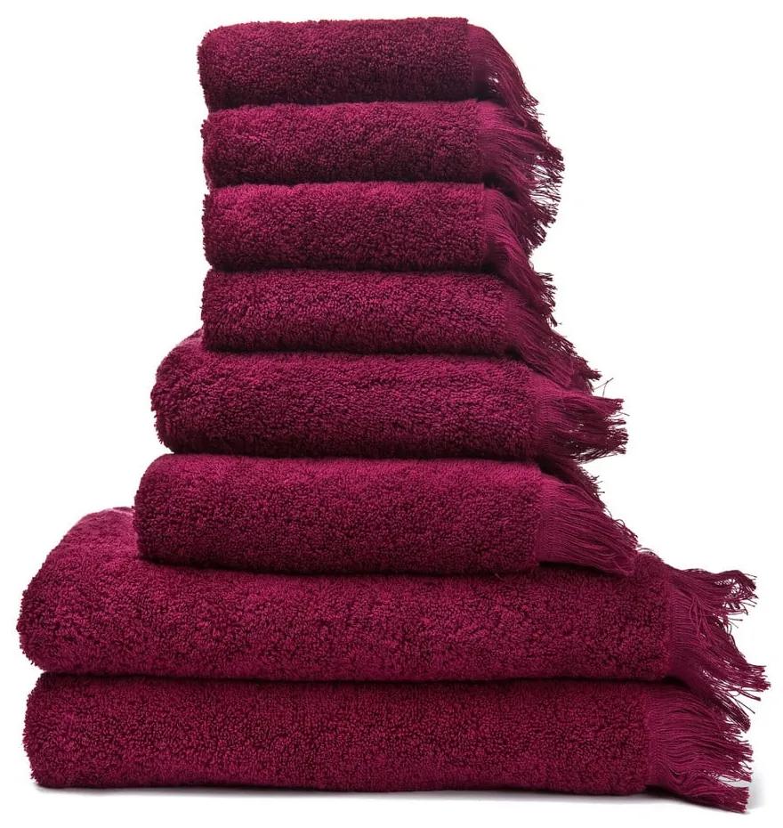 Sada 6 červených ručníků a 2 osušek ze 100% bavlny Bonami