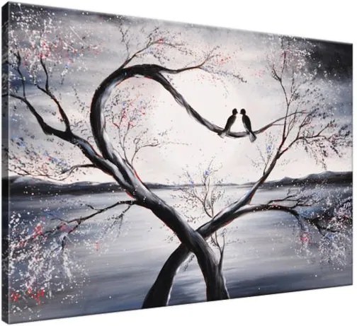 Ručně malovaný obraz Ptačí láska na větvi 100x70cm RM2516A_1Z