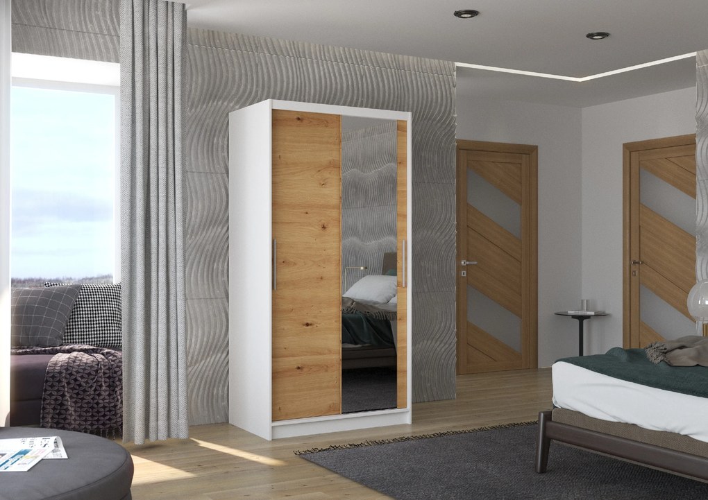 ADRK Furniture Posuvná skříň se zrcadlem BAROS 100 ADRK-SW-BAR-WART-100