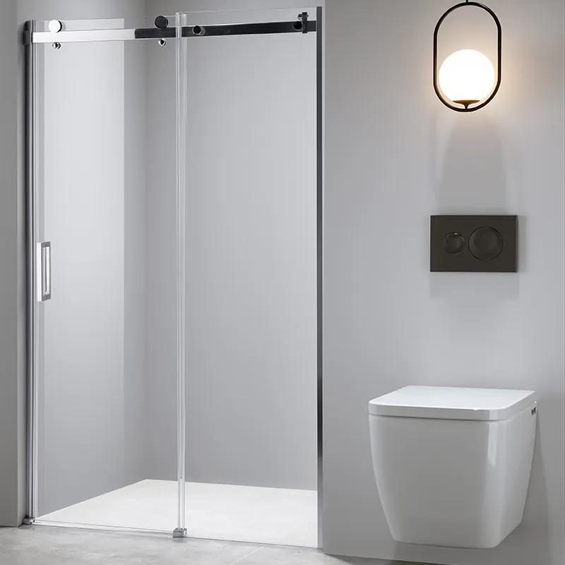 BPS-koupelny Posuvné sprchové dveře HYD-PD03B 100 chrom/transparent pro instalaci do niky + vanička HYD-OSV-ST04A černá