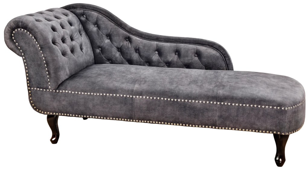 Designová lenoška Chesterfield 170 cm šedý samet