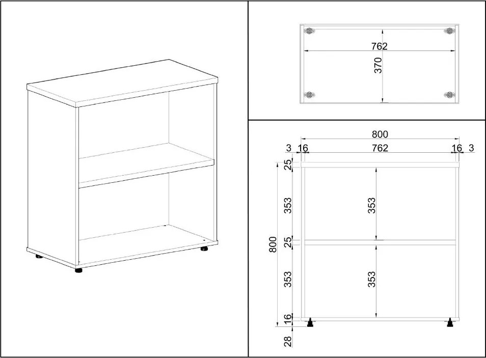 Nízká skříň SimpleOffice 80 x 40 x 80 cm, dub světlý / šedá