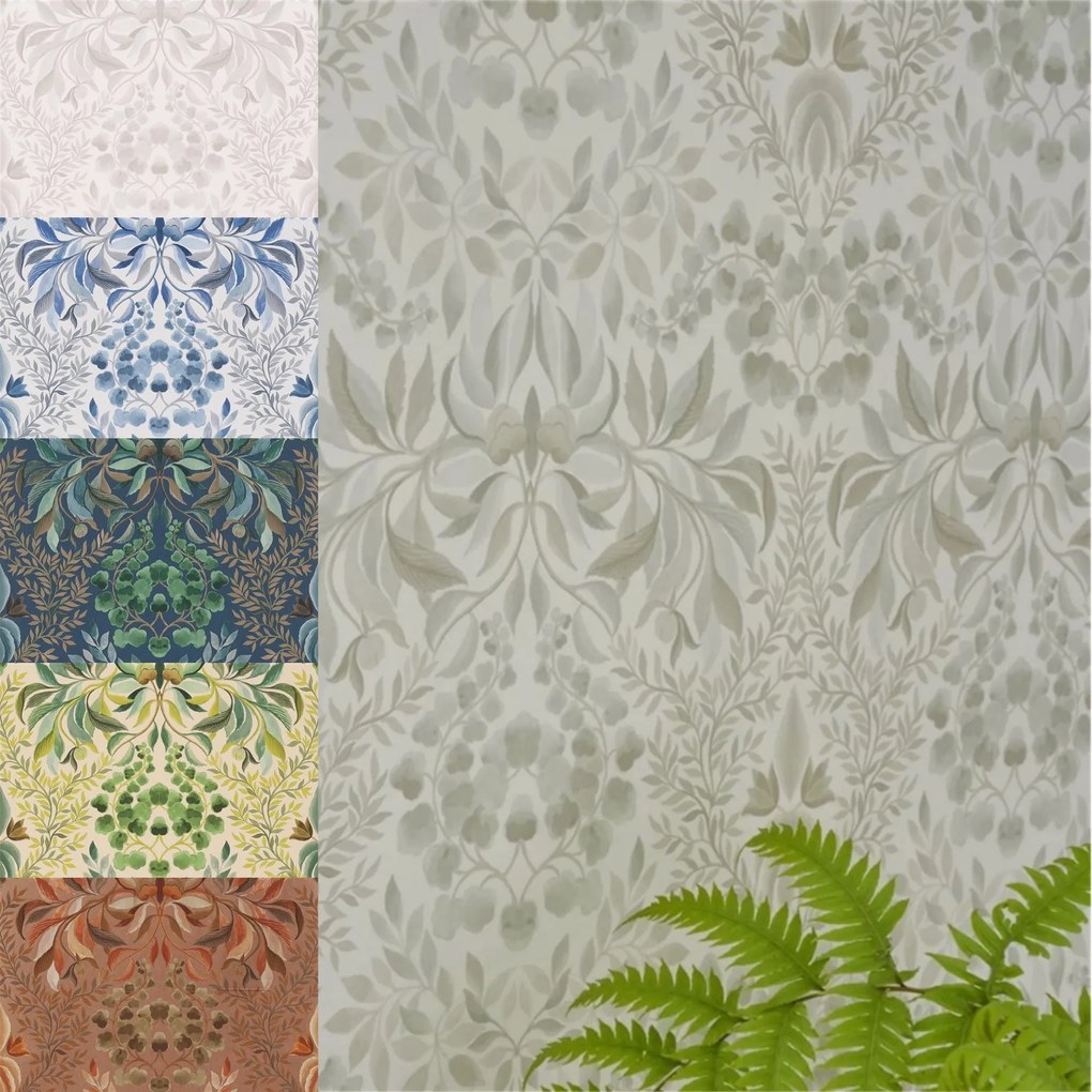 Květovaná tapeta KARAKUSA Designers Guild Odstín Tapety: Green Beige PDG1157/02