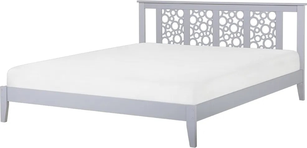 Šedá dekorativní dřevěná postel 180x200 cm - CAEN