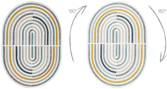 Koberec FUSION Shape 5711 bílý / tmavě zelený ovál