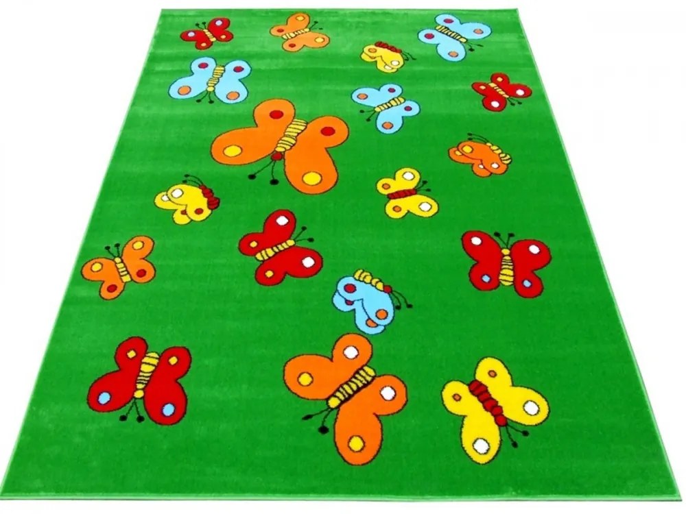 Dětský kusový koberec Motýlci zelený, Velikosti 140x200cm