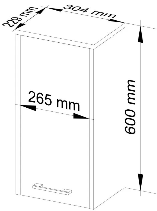 Závěsná koupelnová skříňka Fin 30 cm venge
