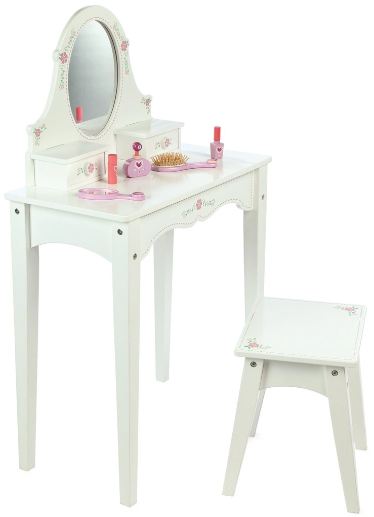Tidlo Dřevěný kosmetický stoleček bílý