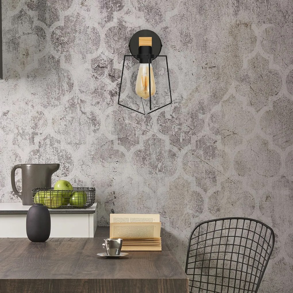 Toolight, nástěnné svítidlo E27 60W APP978-1W, černá - hnědá, OSW-03244