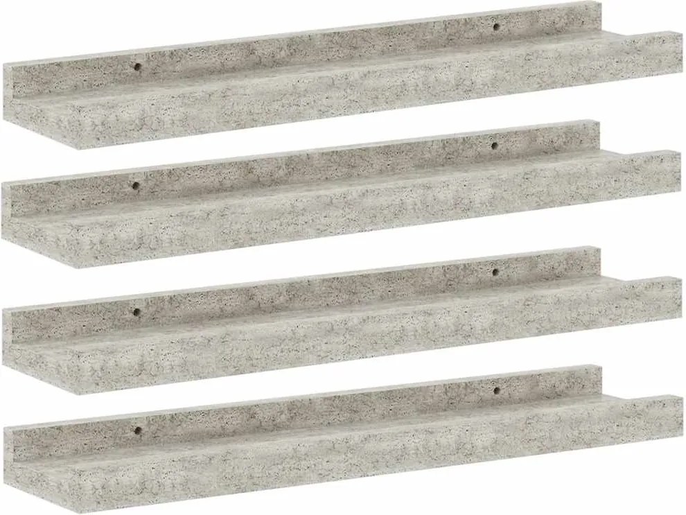 Nástěnné police 4 ks betonově šedé 40 x 9 x 3 cm 326704
