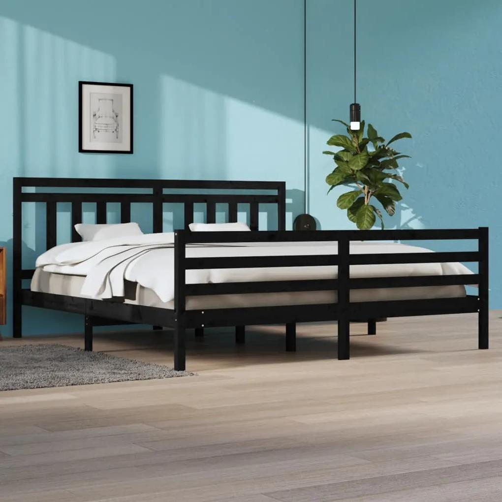 Rám postele černý masivní dřevo 200 x 200 cm,  3105339